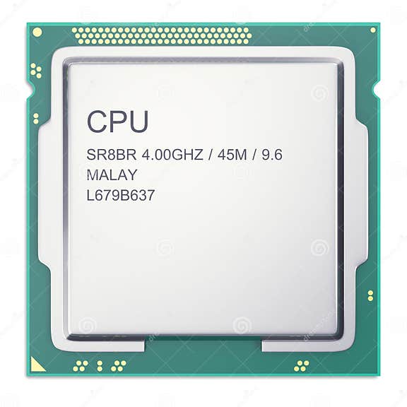 Central Processor Unit CPU Top View Isolated on Whitebackground. 3d ...