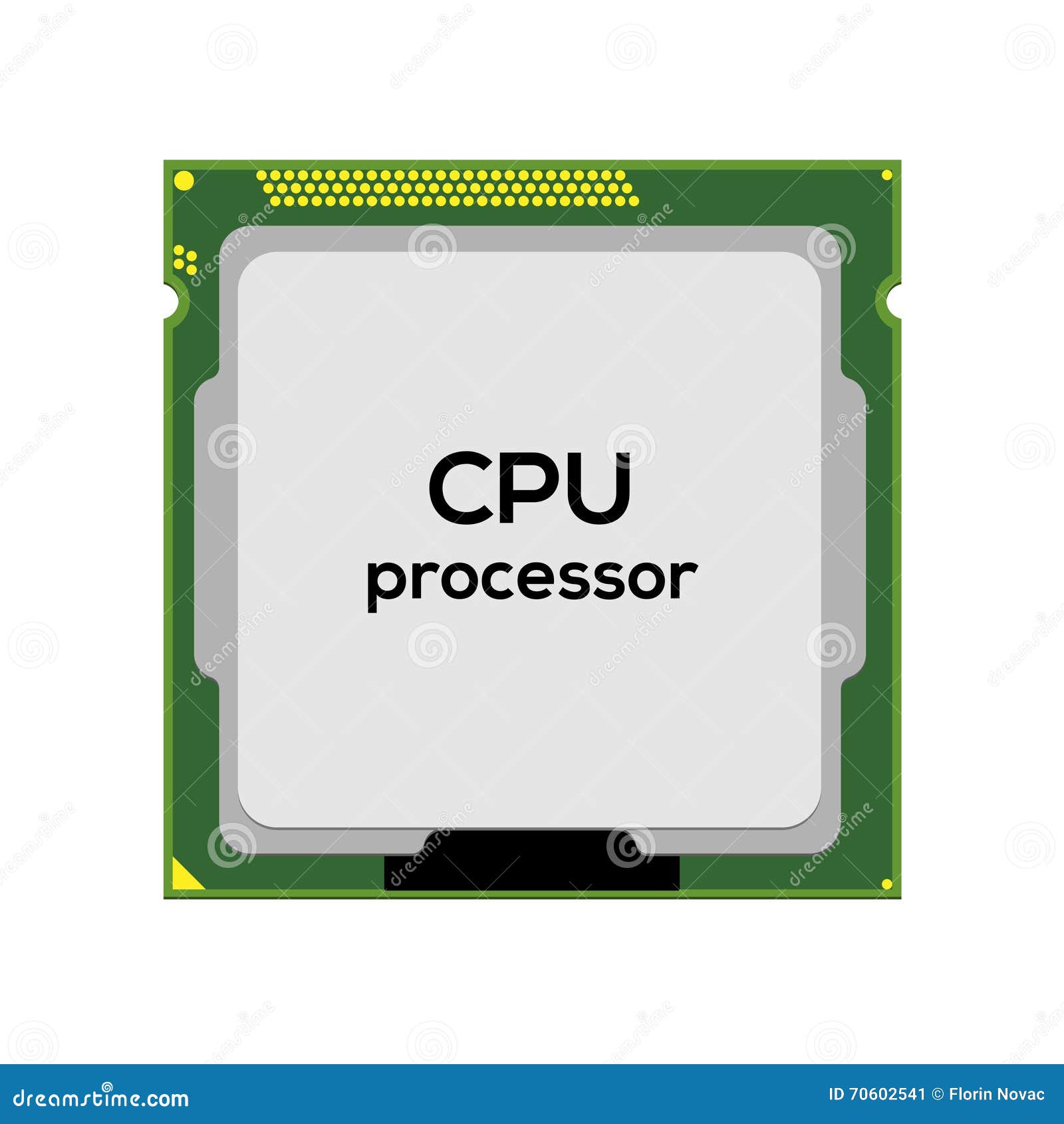 Central Processor Unit CPU Top View Isolated On Whitebackground. 3d Illustration | CartoonDealer ...