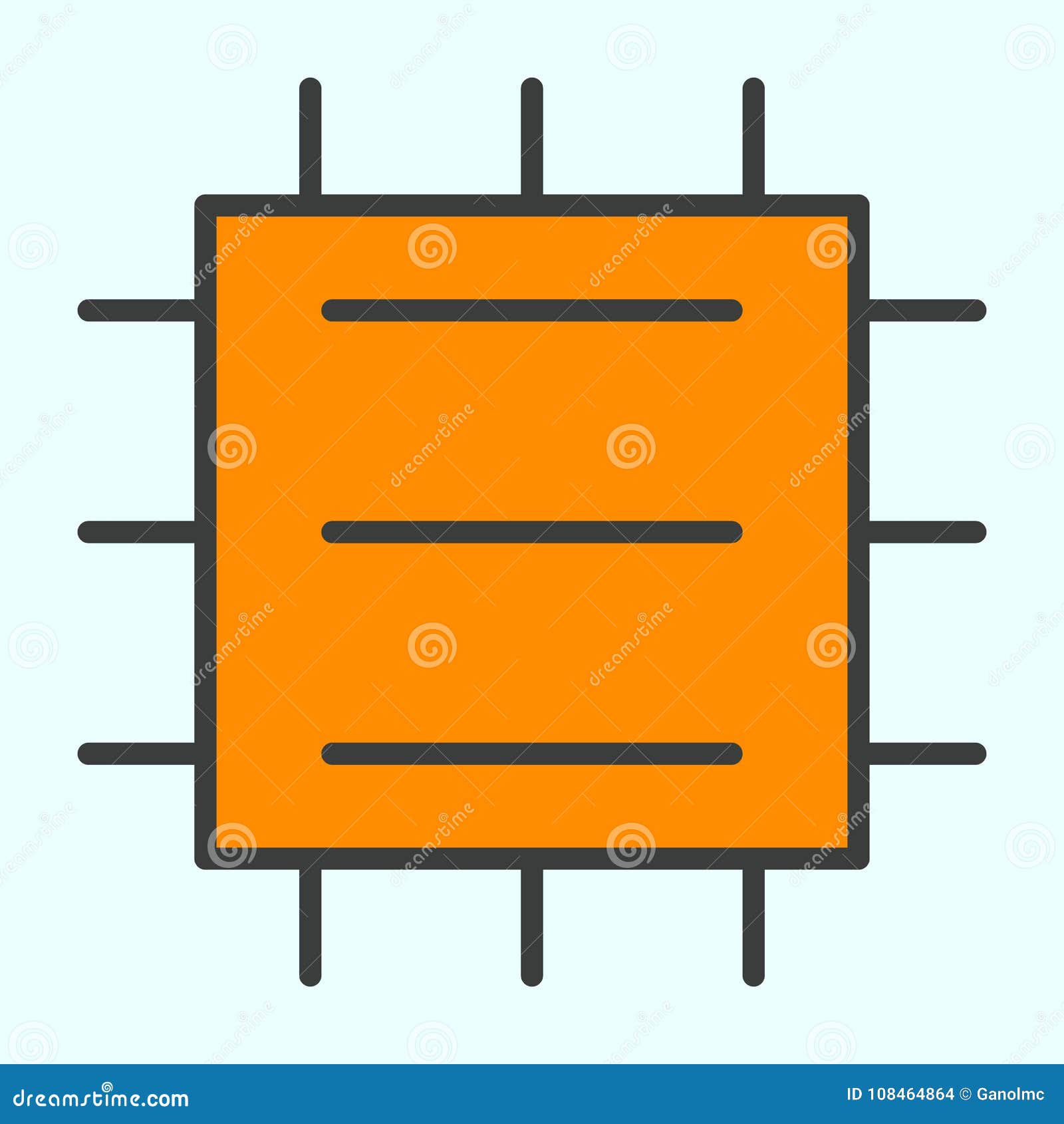 Central Processor Unit Line Icon. CPU Vector Simple Minimal 96x96 ...