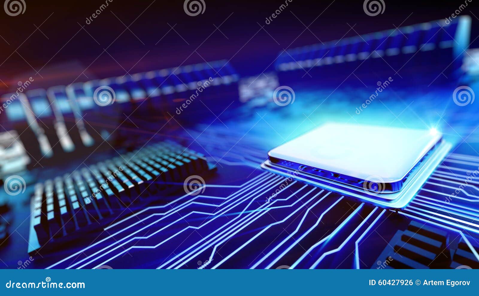 Central Processor Unit on Mainboard Stock Photo - Image of circuit ...