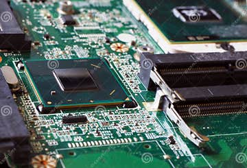 Central Processor Units on Mainboard Stock Image - Image of electronic ...