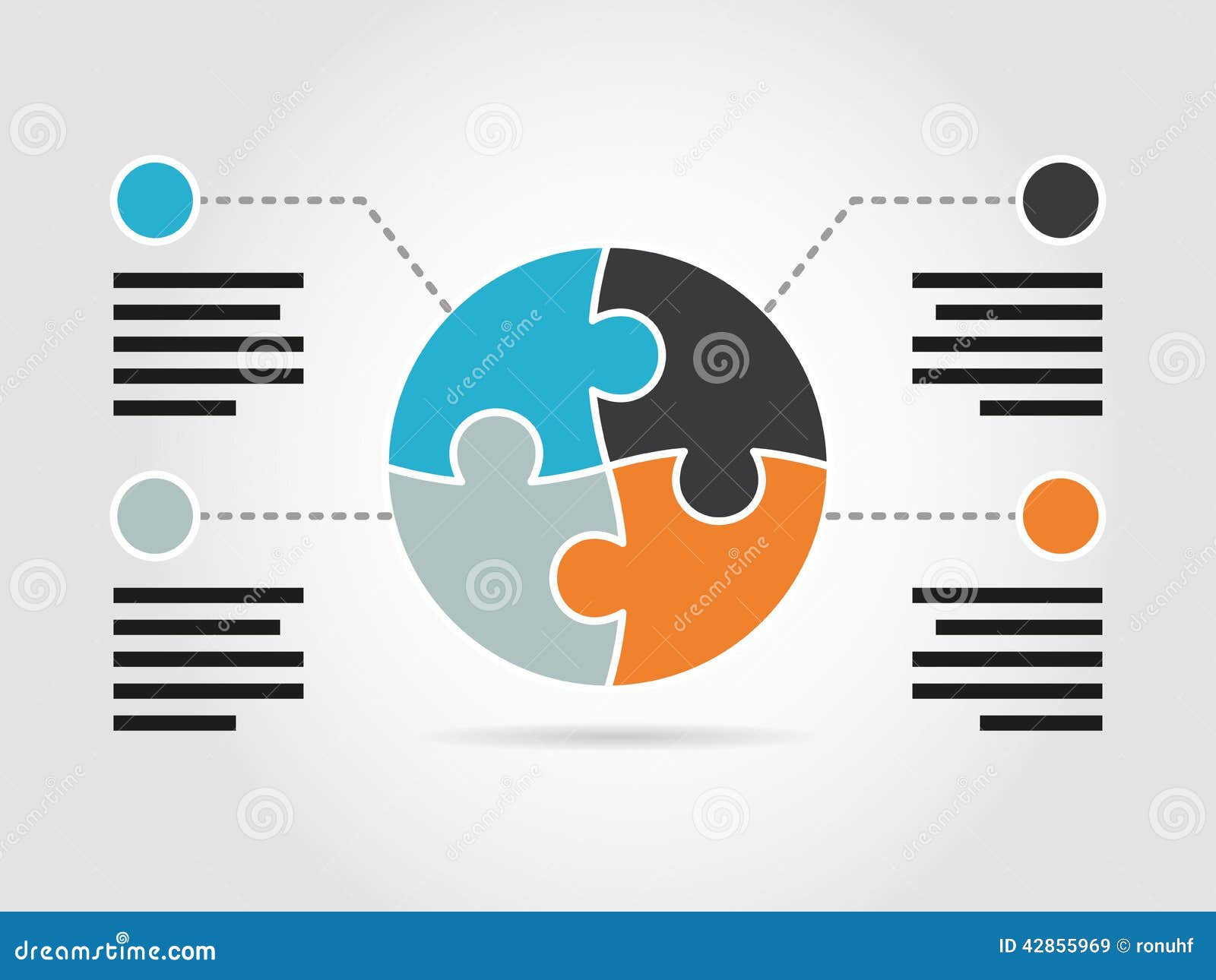 Central Puzzle Diagram stock vector. Illustration of orange - 42855969