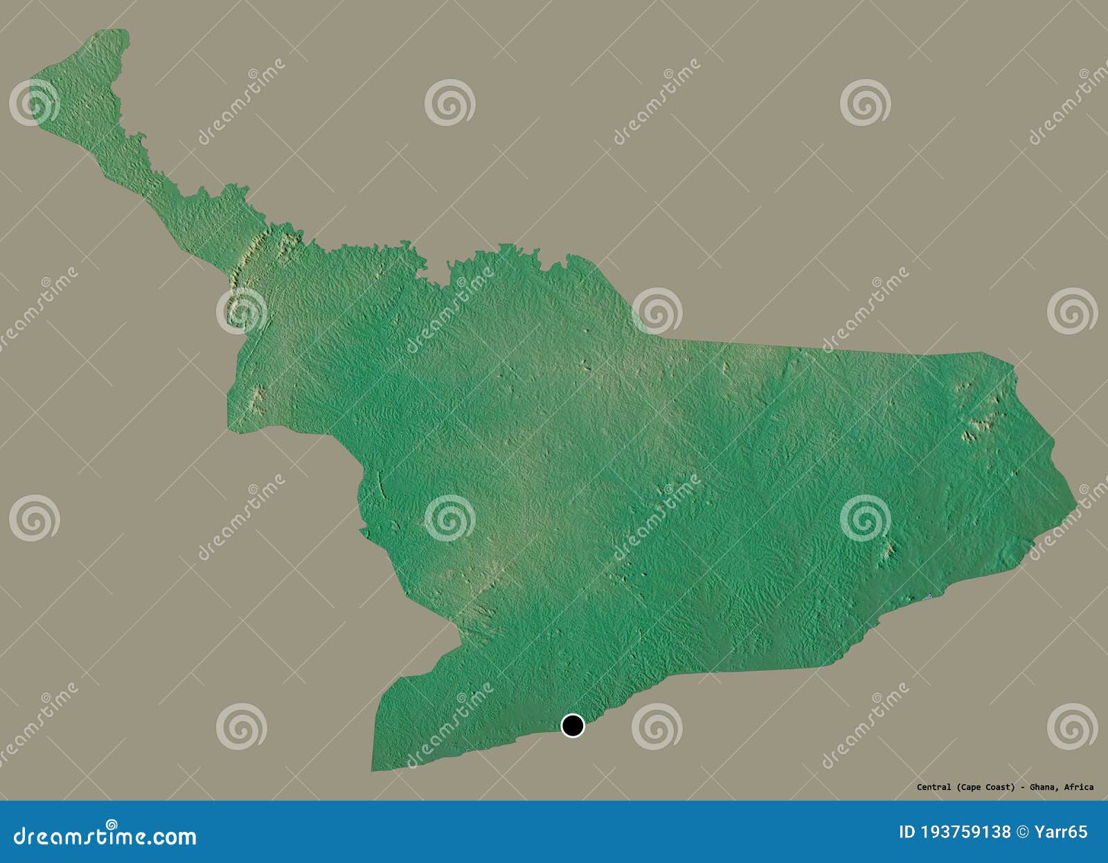 Central, Region of Ghana, on Solid. Relief Stock Illustration ...