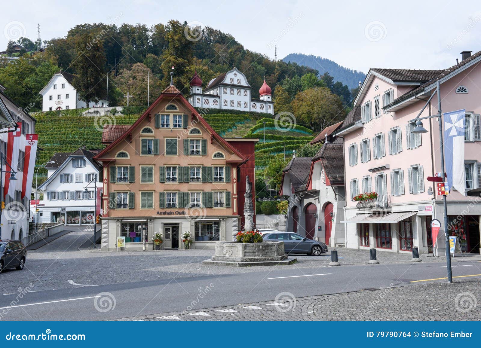 The Central Square of Sarnen on the Swiss Alps Editorial Stock Image ...