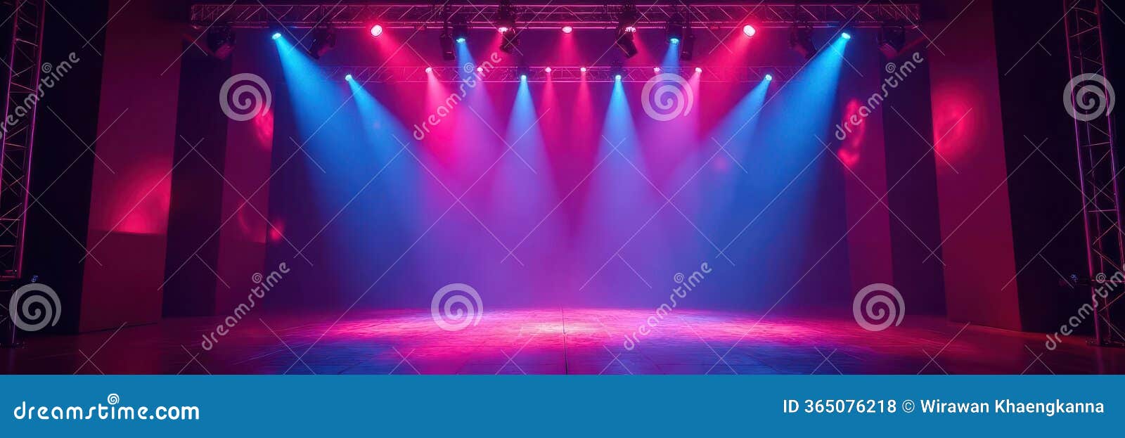 Central Stage, Complex Lighting Rig And Trusses , Framework, Structure ...