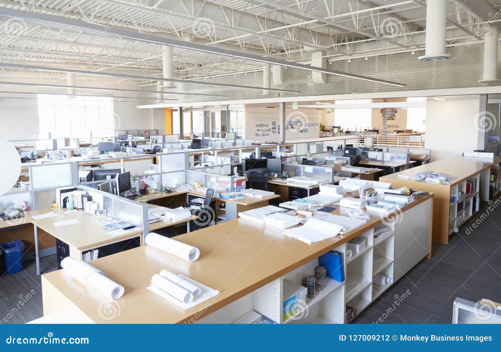 Central Storage Area in Empty Open Plan Archictects Office Stock Photo ...