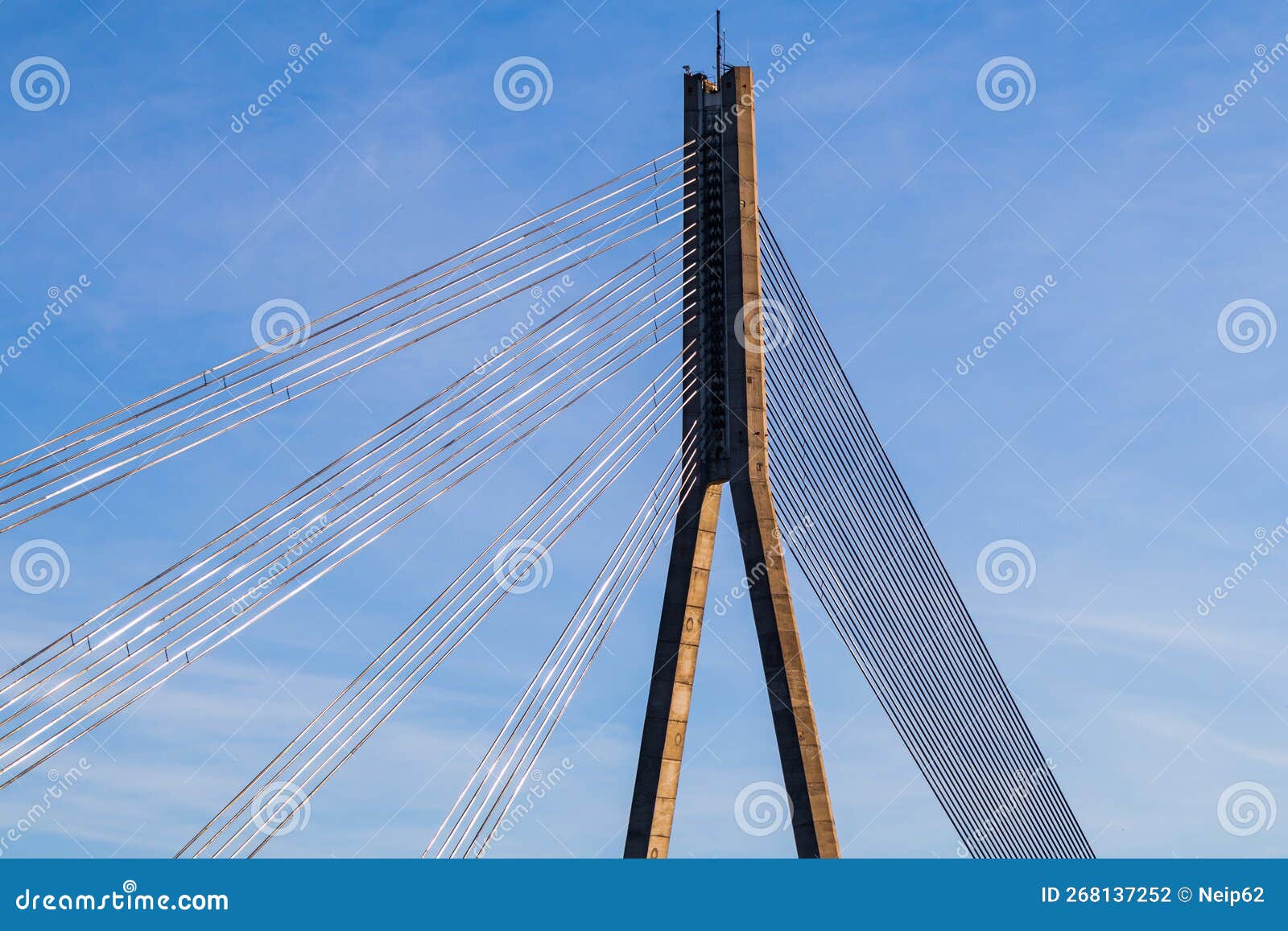Central Support of Cable-stayed Bridge with Anchoring Cables on Blue ...