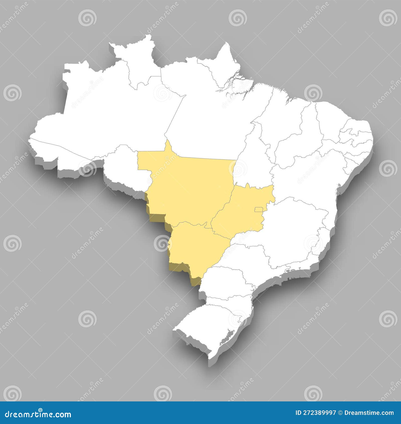 Central-West Region Location within Brazil Map Stock Vector ...
