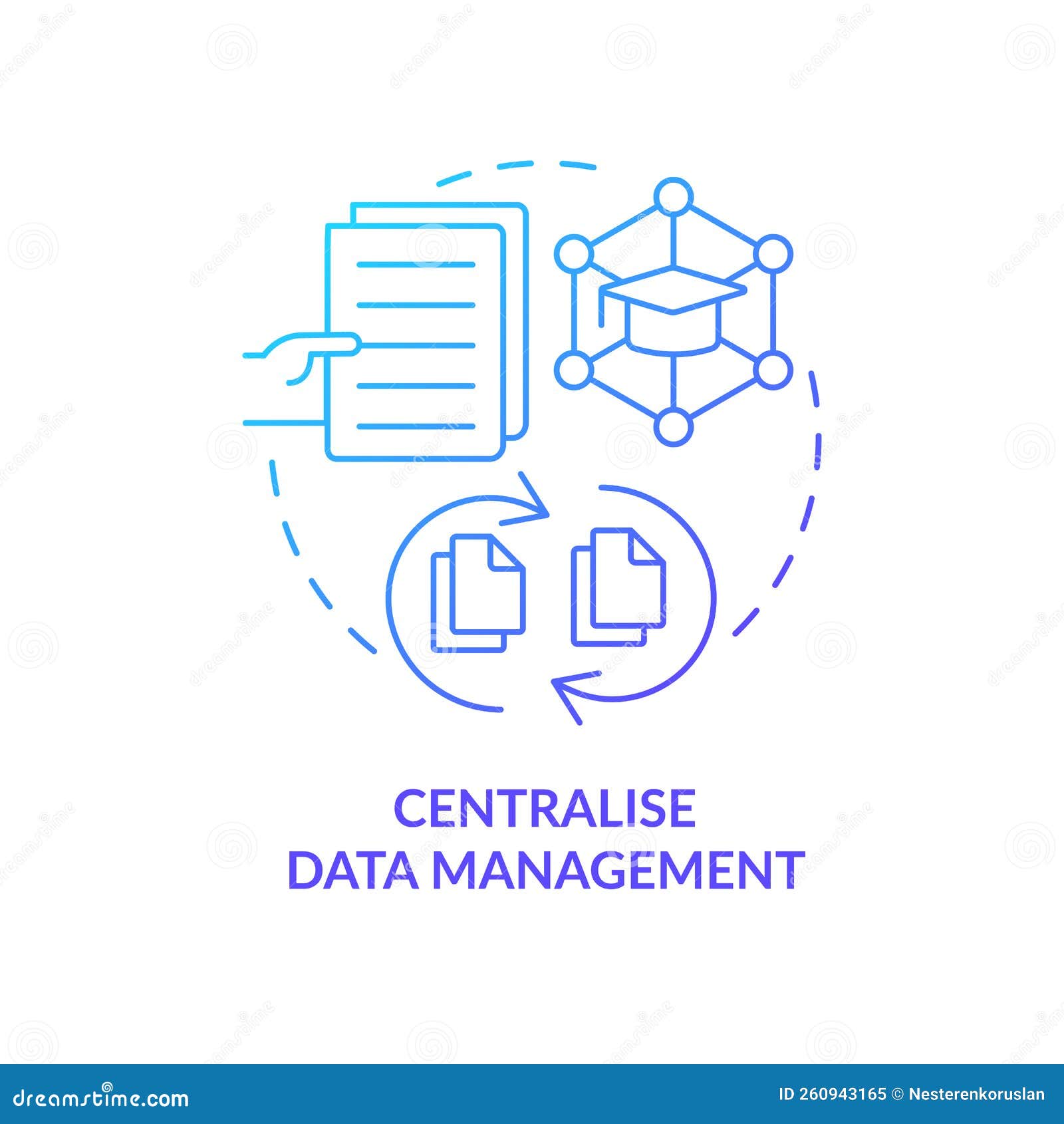 Centralise Data Management Blue Gradient Concept Icon Stock Vector ...