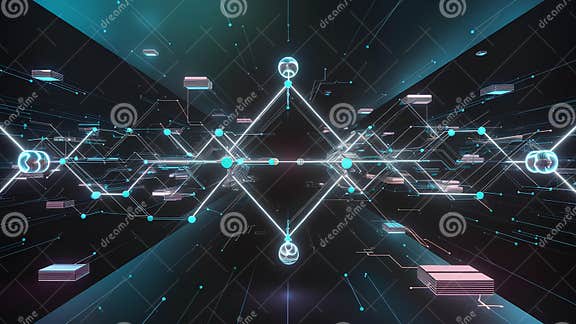 Centralized Digital Network Hub with Glowing Connections and Geometric ...