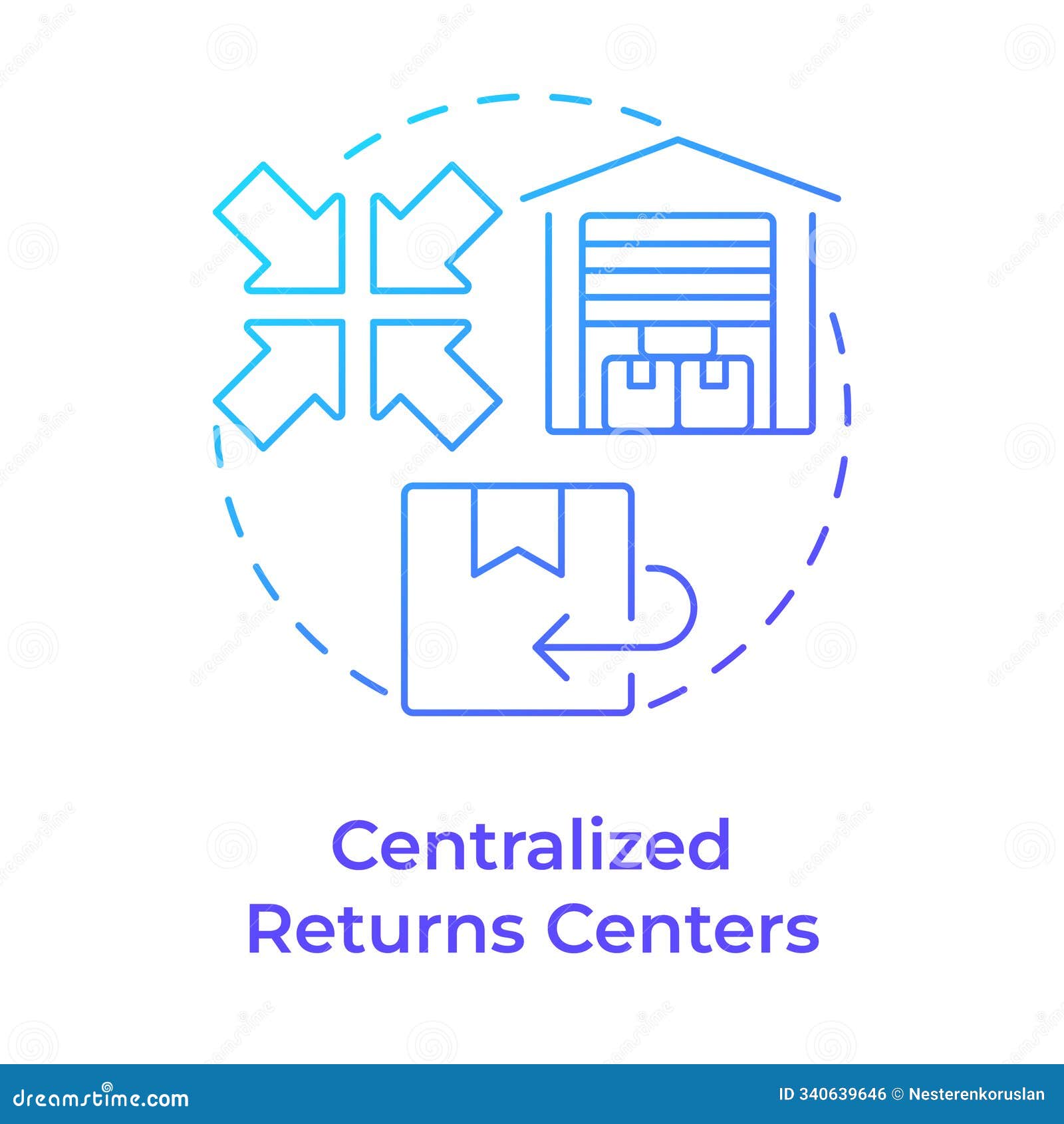 Centralized Returns Centers Blue Gradient Concept Icon Stock ...