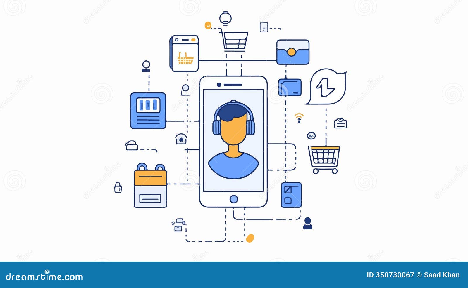 Centralized User Icon Connected To Various Communication Networks Stock ...