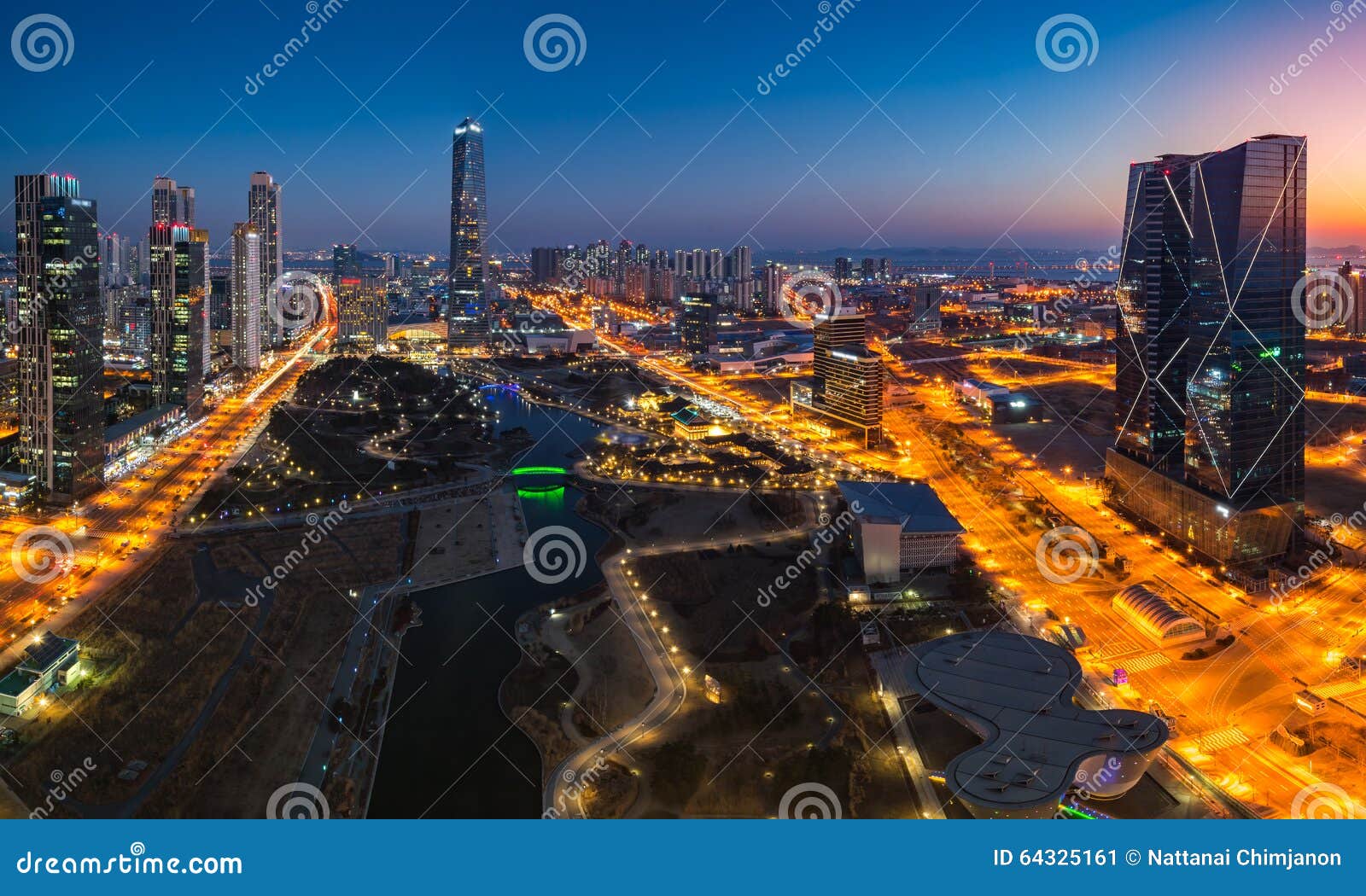 Centralpark at Night Incheon, South Korea Stock Image - Image of ...