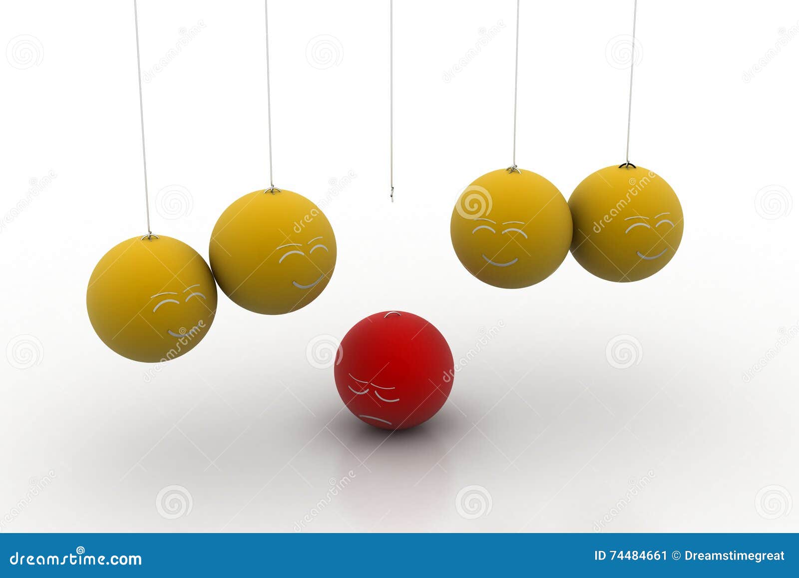 The Centre Ball Fall in Down from the Hanging Ball Stock Illustration ...