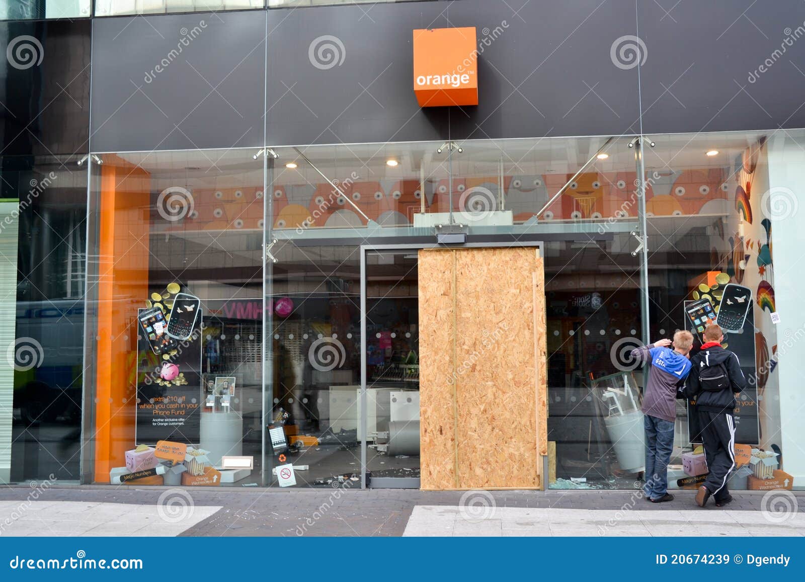 Centre of Birmingham-England Riots 2011-Orange Editorial Stock Image ...