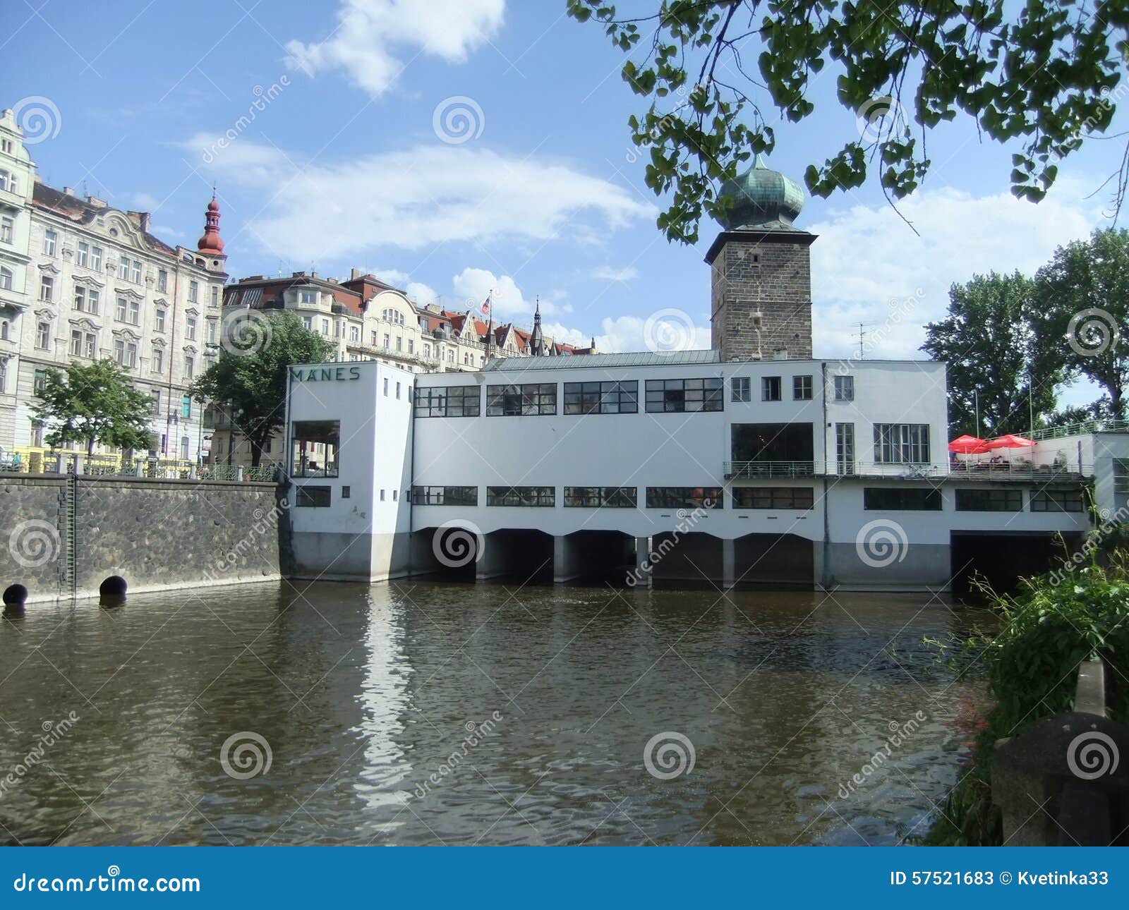 Centre of Prague - Manes Tower Editorial Stock Photo - Image of rive ...