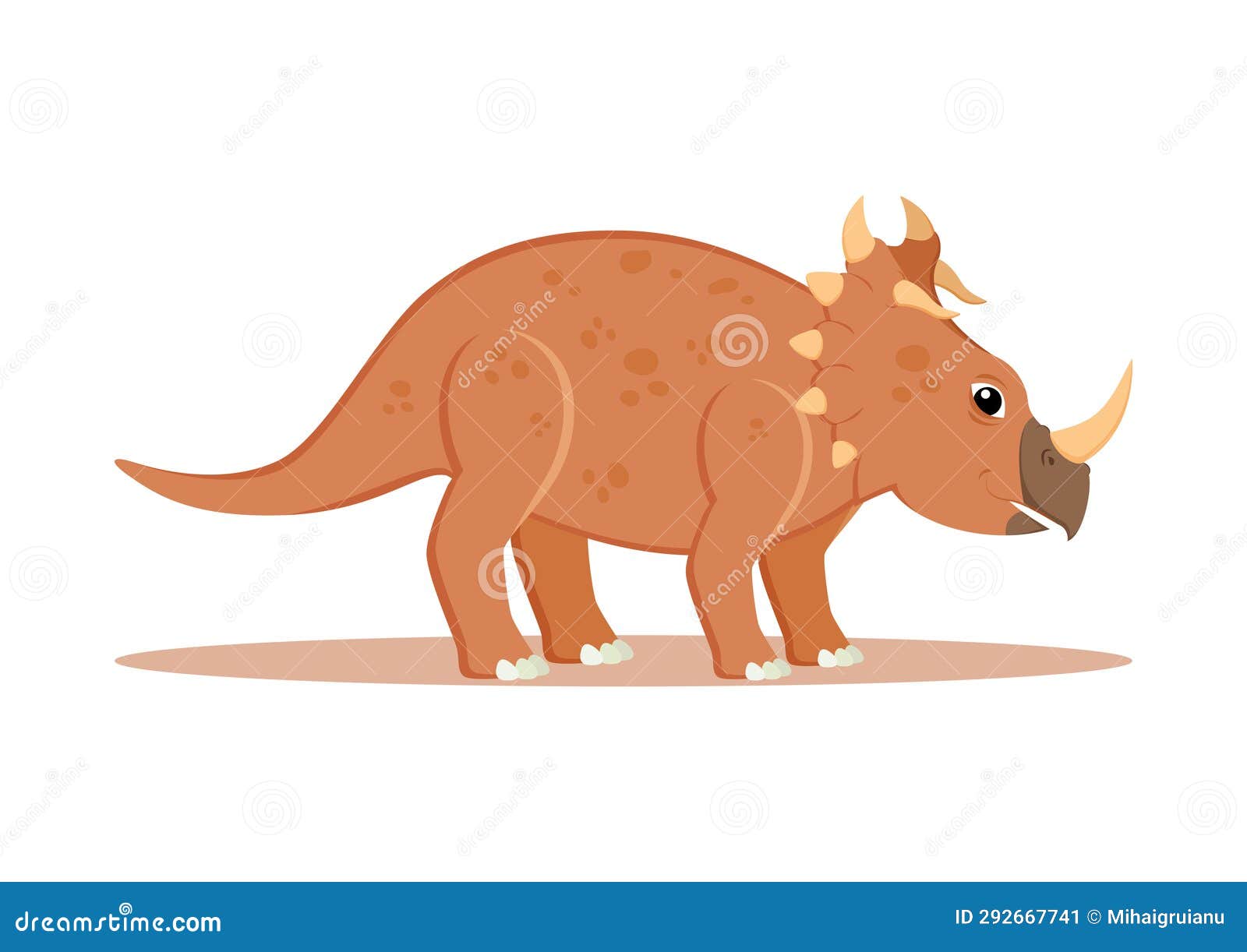 Centrosaurus Dinosaur Cartoon Character Vector Illustration Stock ...