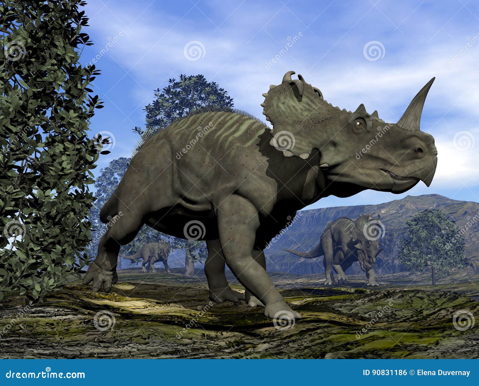Centrosaurus Dinosaurs - 3D Render Stock Illustration - Illustration of ...