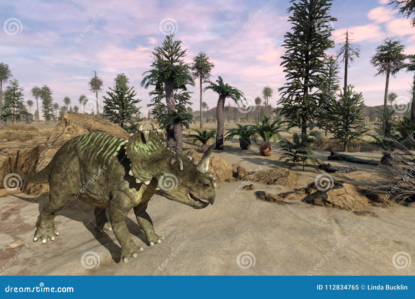 Centrosaurus Landscape stock illustration. Illustration of rendered ...