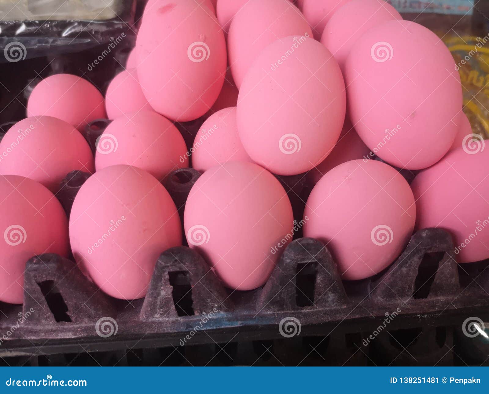 Century Egg Duck Shell Have Pink Color on Black Panel Stock Image ...