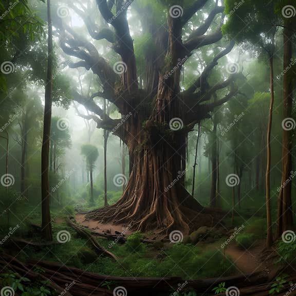 The Century Old Tree in the Jungle Stock Photo - Image of jungle, tree ...