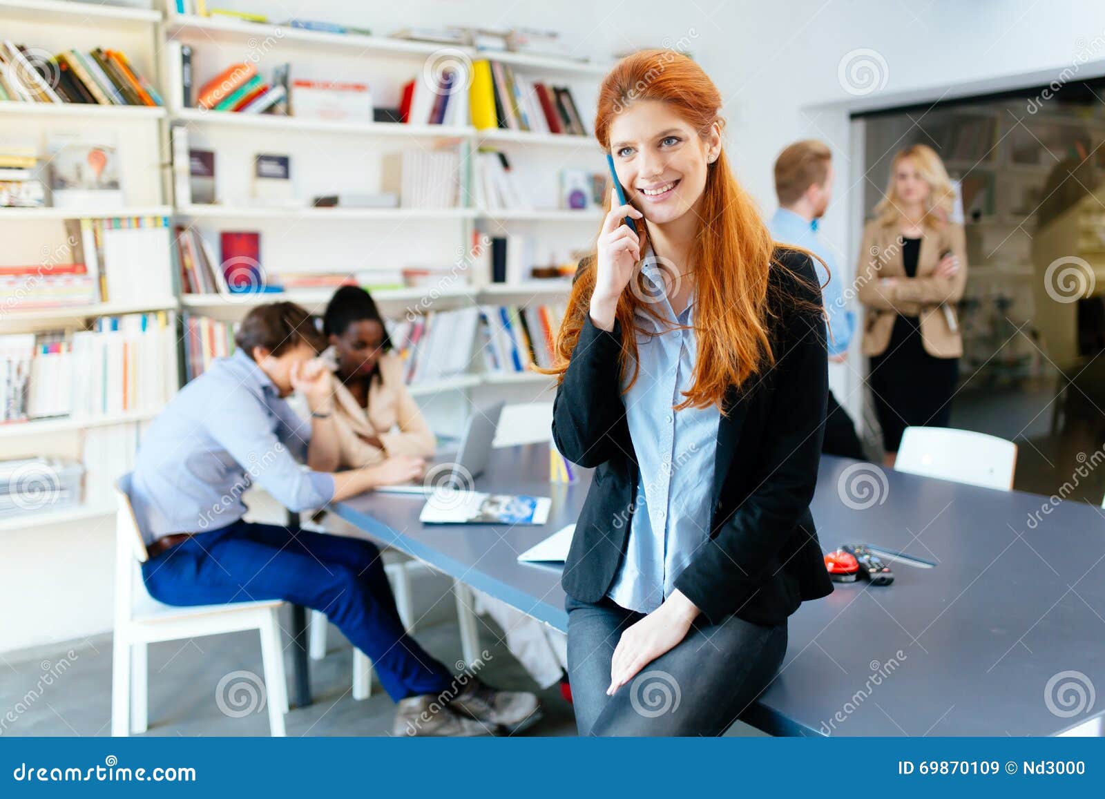 CEO of Company Making Important Phone Call Stock Image - Image of girl ...