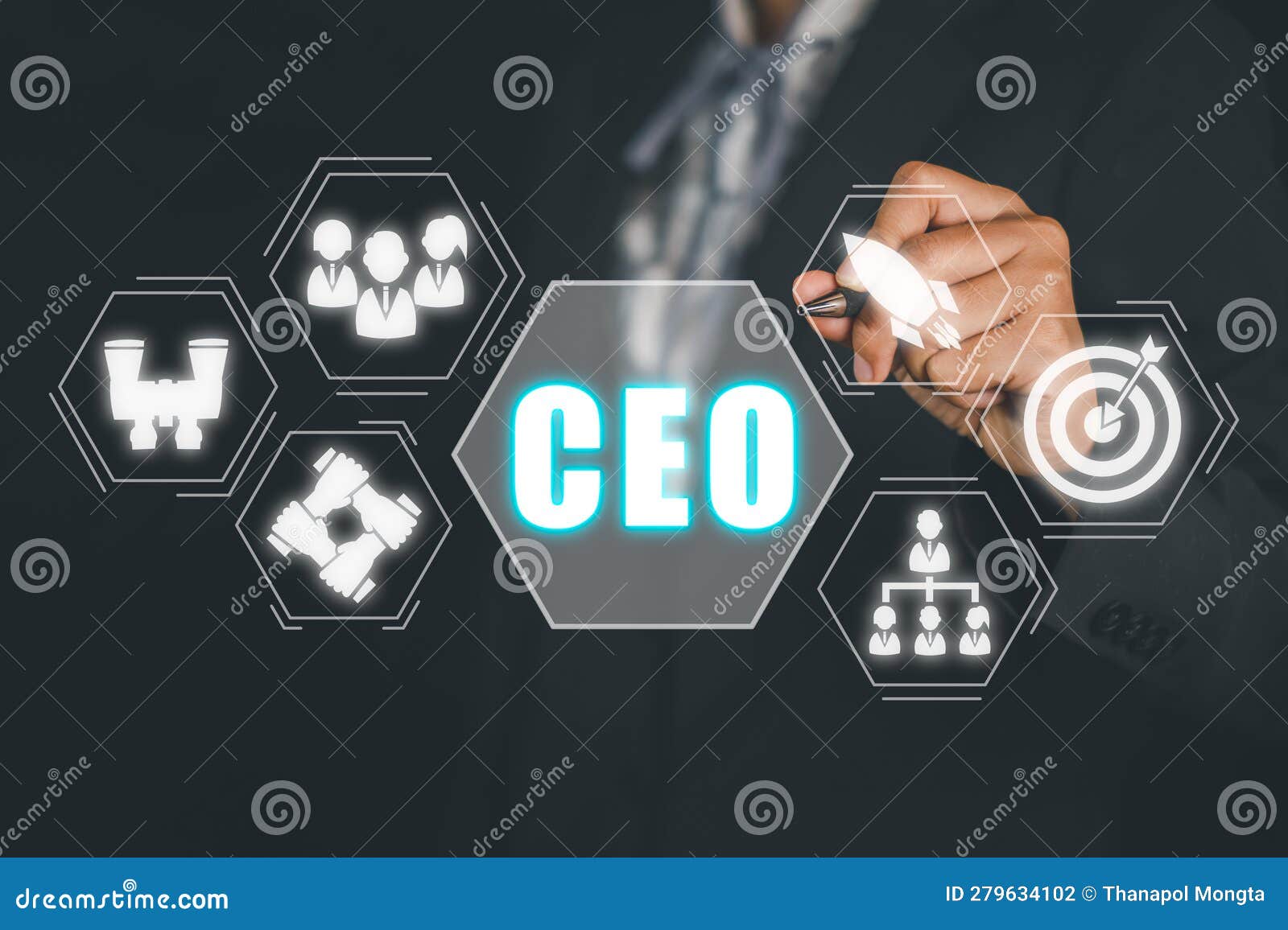 Business Person Selecting Ceo Icon on Virtual Screen Stock Photo ...