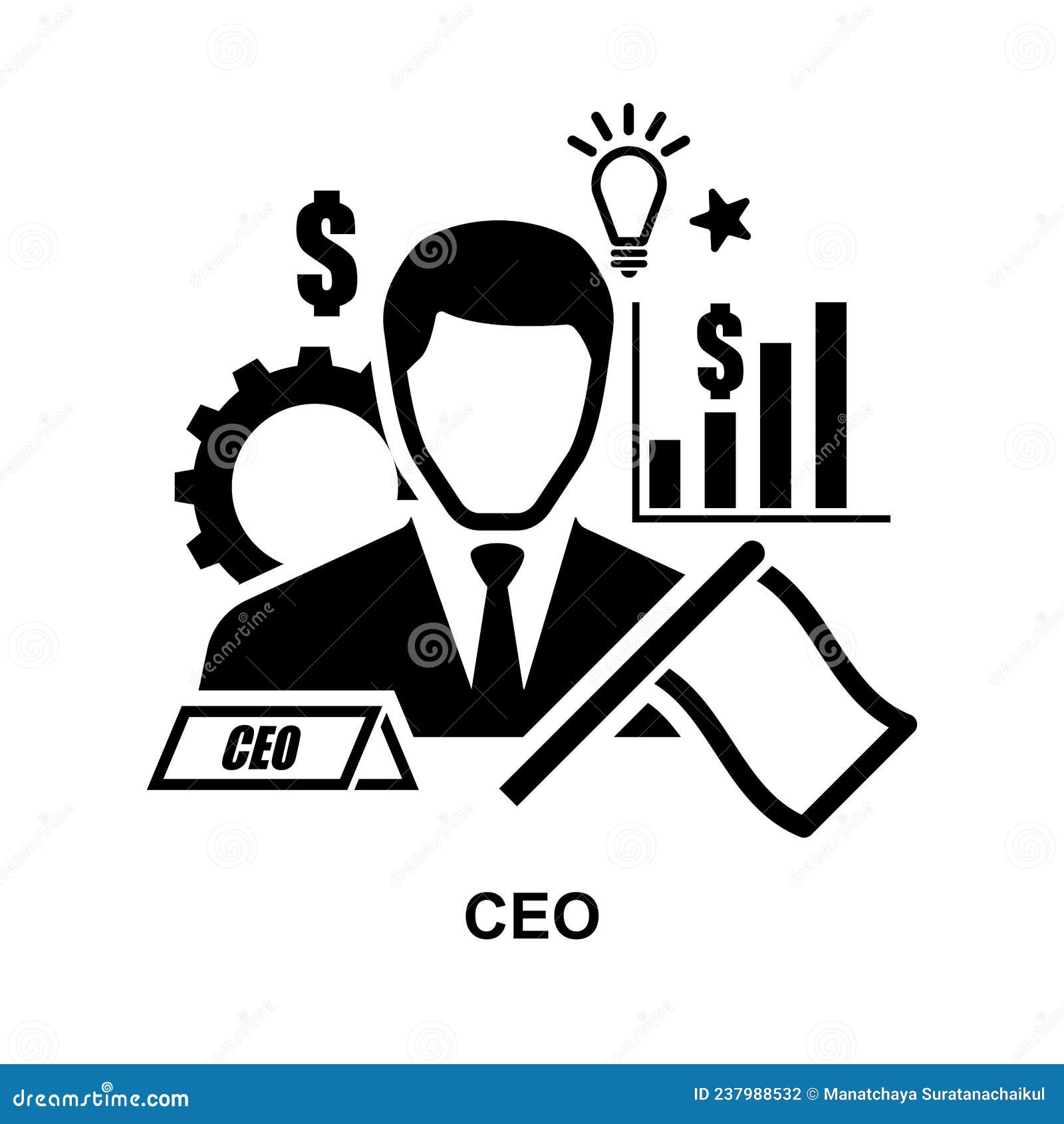 Ceo Icon Isolated on White Background Stock Vector - Illustration of ...