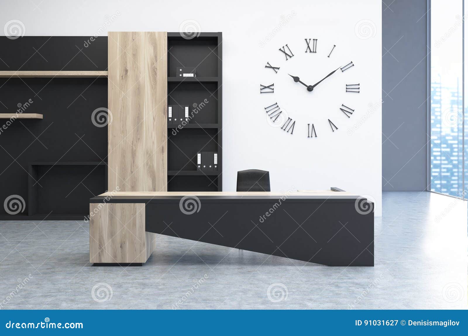 CEO office, clock stock illustration. Illustration of cityscape - 91031627