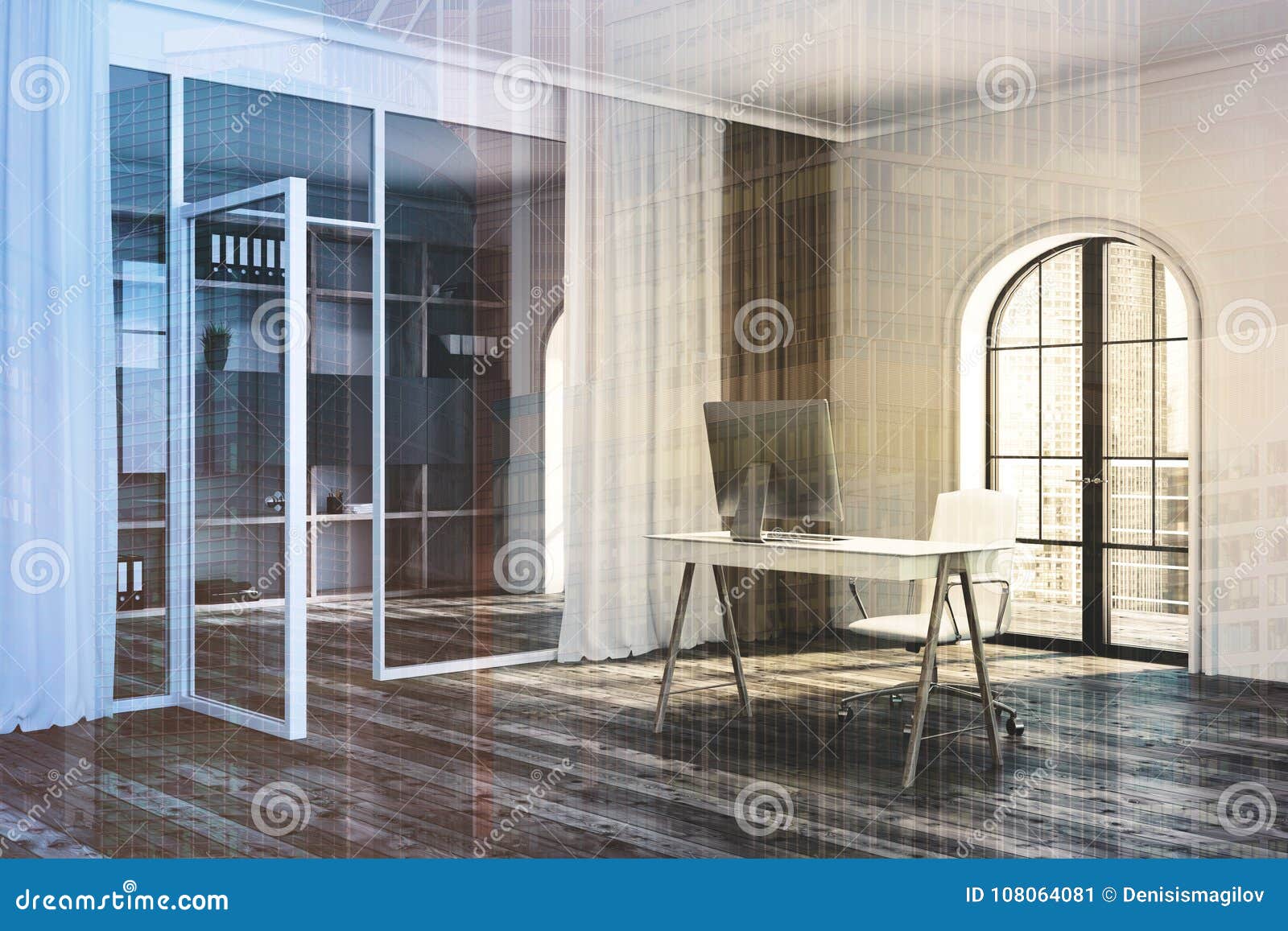 CEO Office Corner, Window Toned Stock Illustration - Illustration of ...