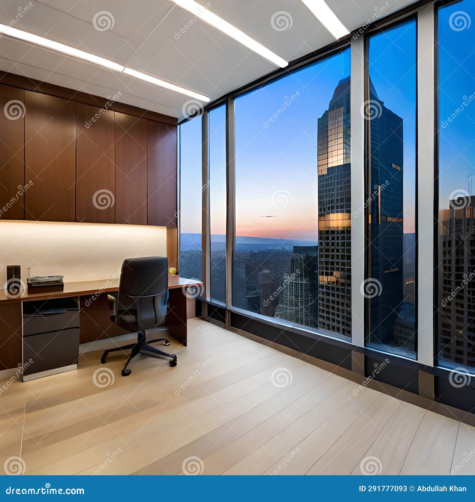 A CEO S Corner Office with Floor-to-ceiling Windows Stock Image - Image ...