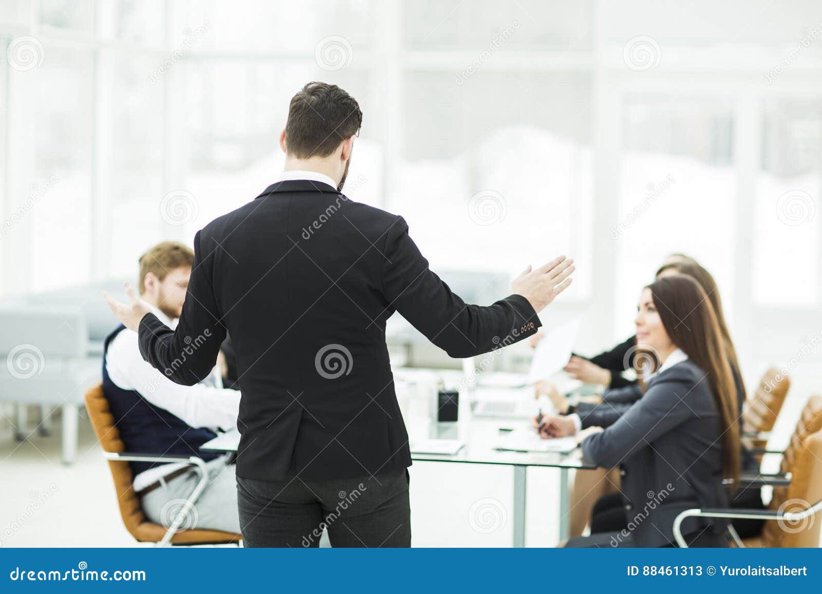 CEO Speaks at the Workshop Business Team in a Modern Office Stock Image ...