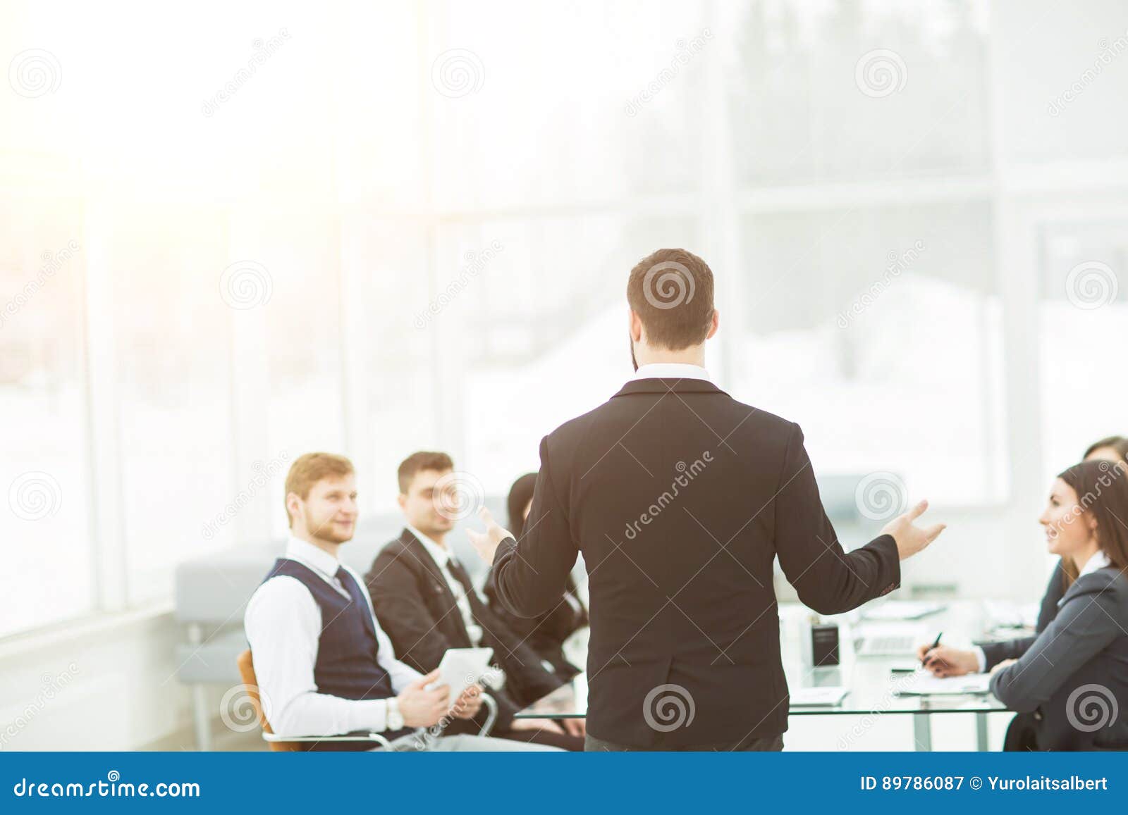 CEO Speaks at the Workshop Business Team in a Modern Office Stock Image ...