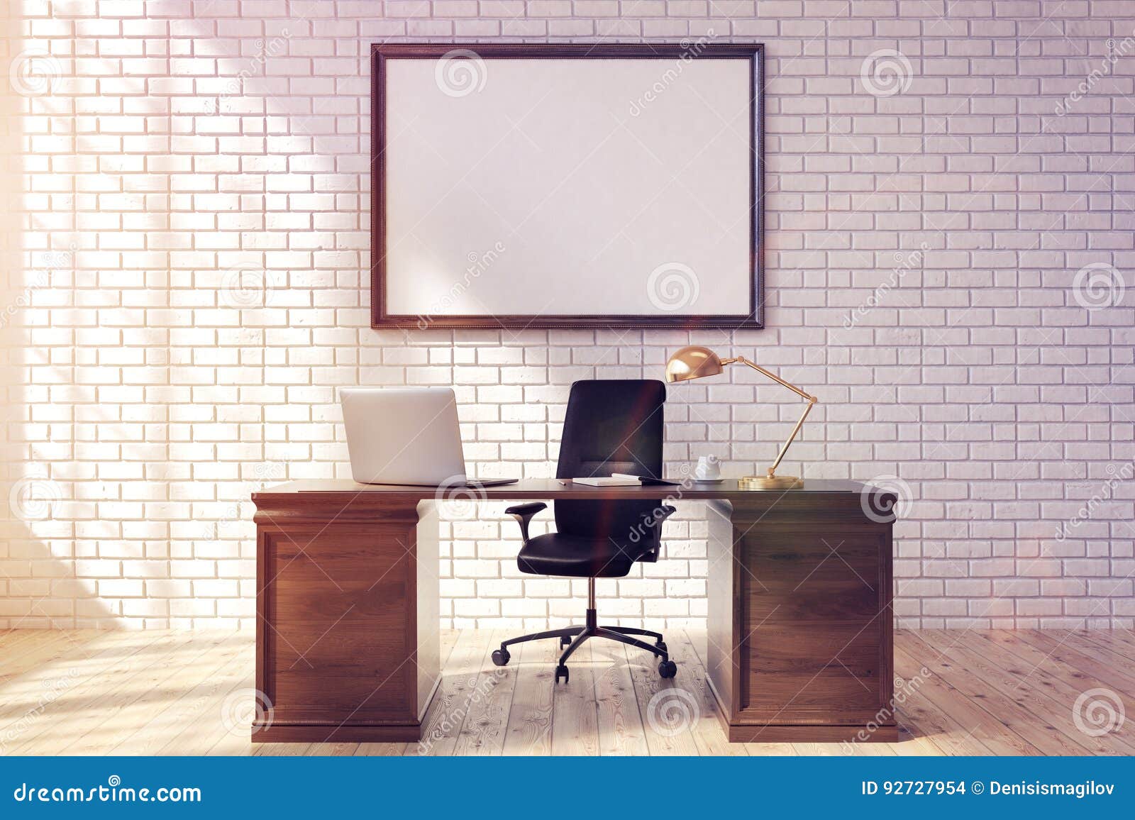 CEO Table with Poster, Front, Toned Stock Illustration - Illustration ...