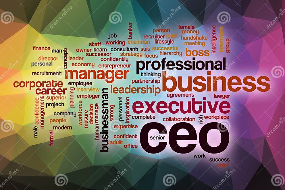 CEO Word Cloud with Abstract Background Stock Illustration ...