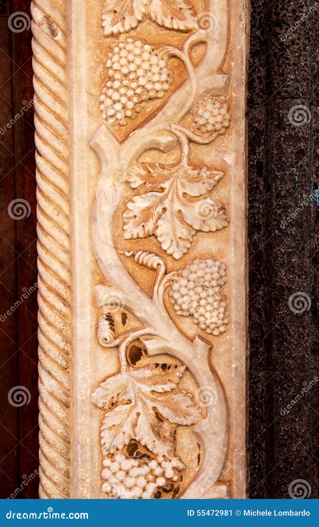 Cep De Vigne Avec Des Groupes De Raisins, Bas-relief Image stock ...