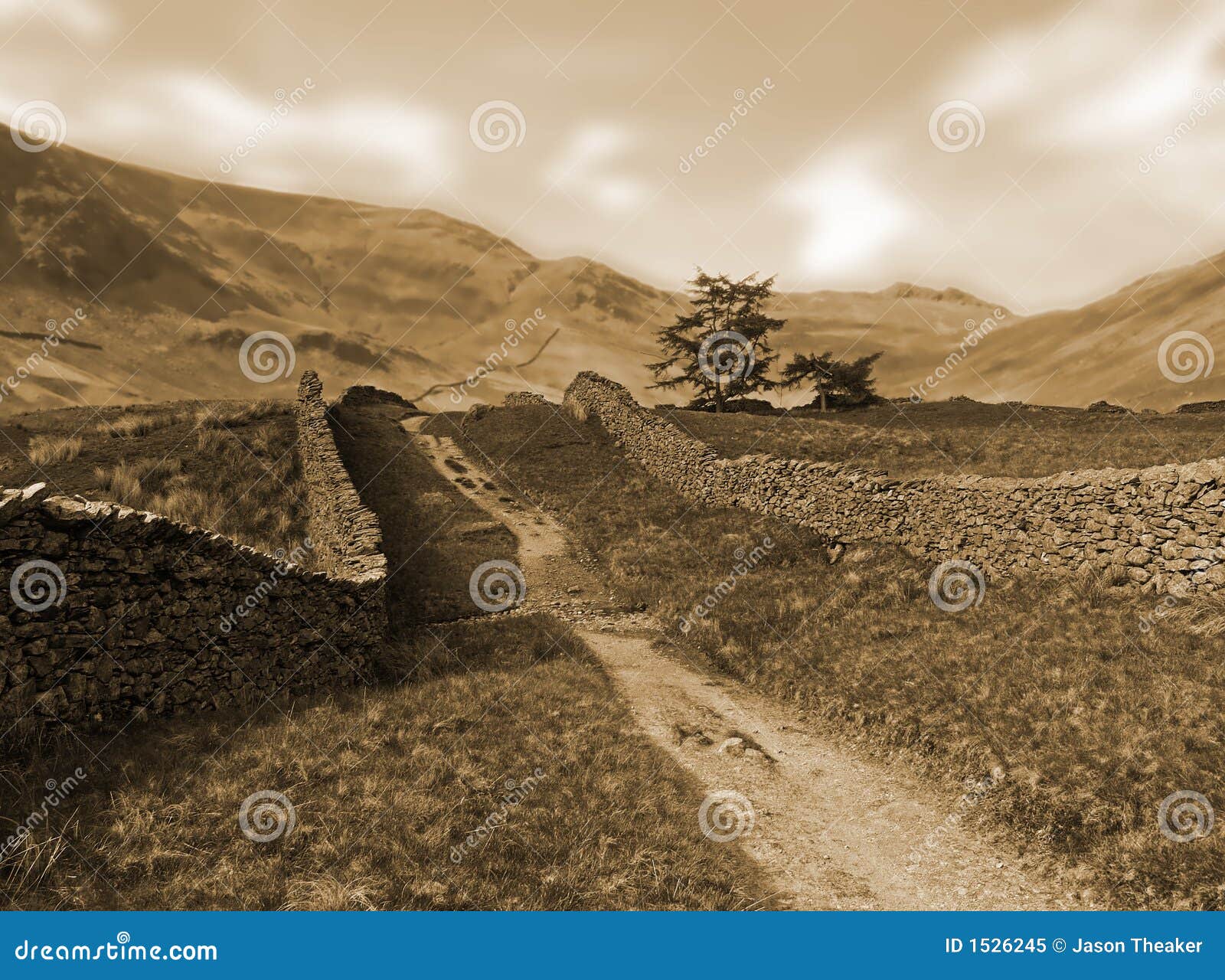 Cepia Tone Landscape in Yorkshire Dales Stock Image - Image of dales ...
