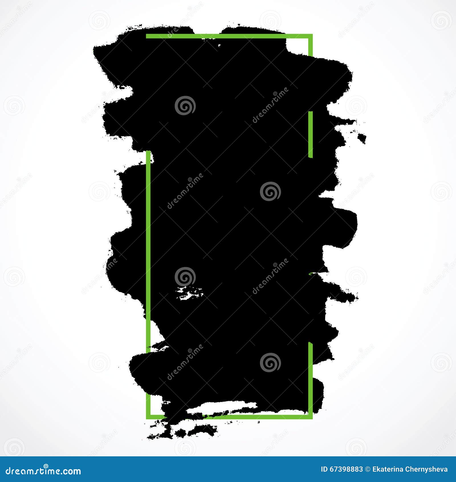 Cepillo De La Tinta De La Mancha En Marco Rectangular Verde Ilustración ...