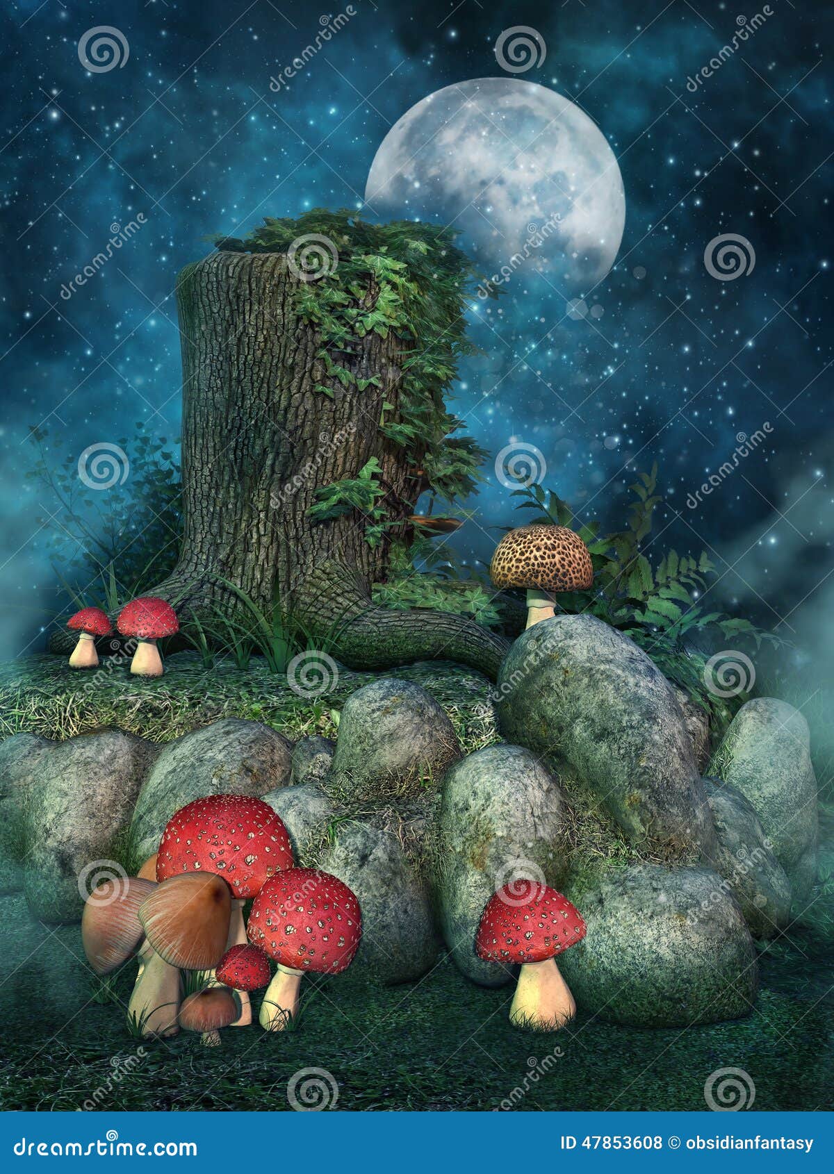 Ceppo Di Albero Con I Funghi Illustrazione di Stock - Illustrazione di ...