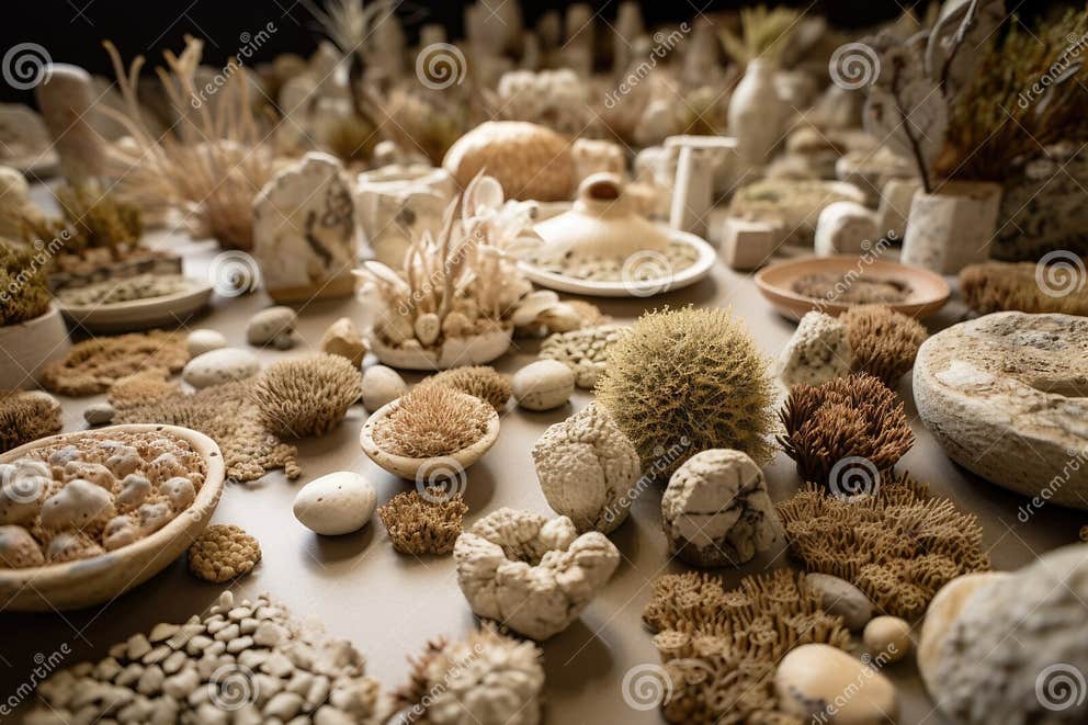 Ceramic Art Installation with Natural Elements and Textures Stock ...