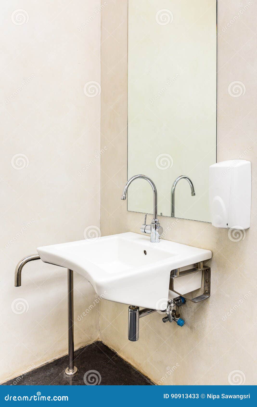 Ceramic Bathroom Sink in Disabled Bathroom Stock Image - Image of room ...