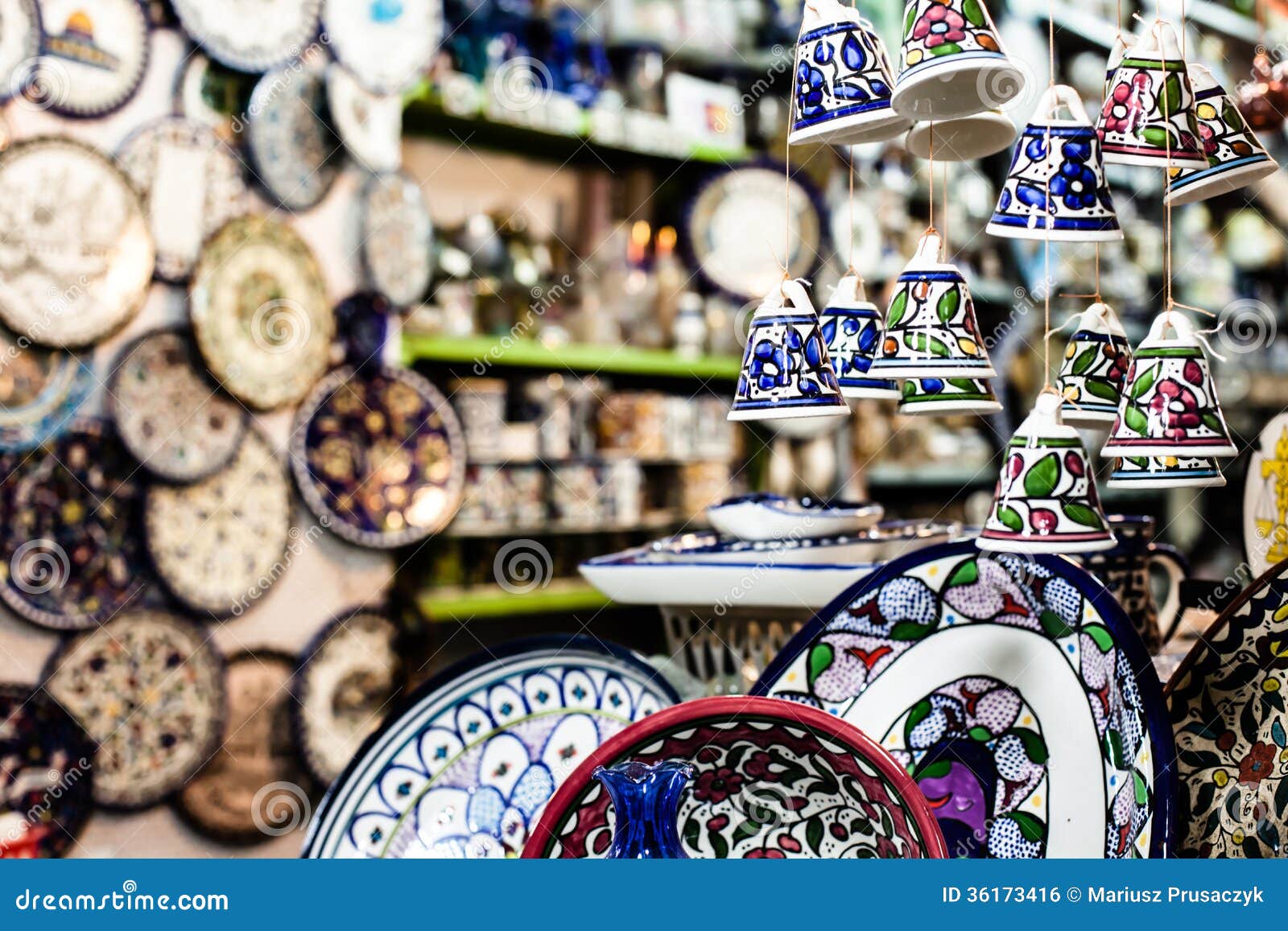 Ceramic Bells As Souvenir from Jerusalem, Israel. Stock Photo - Image ...
