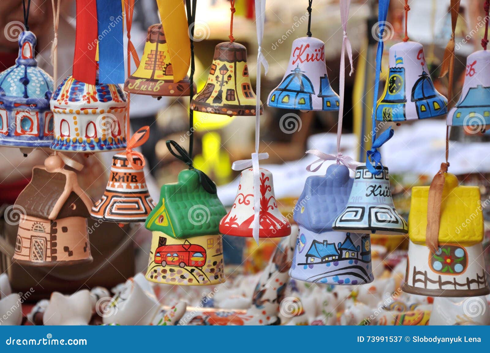 Ceramic bells stock image. Image of bright, handicraft - 73991537