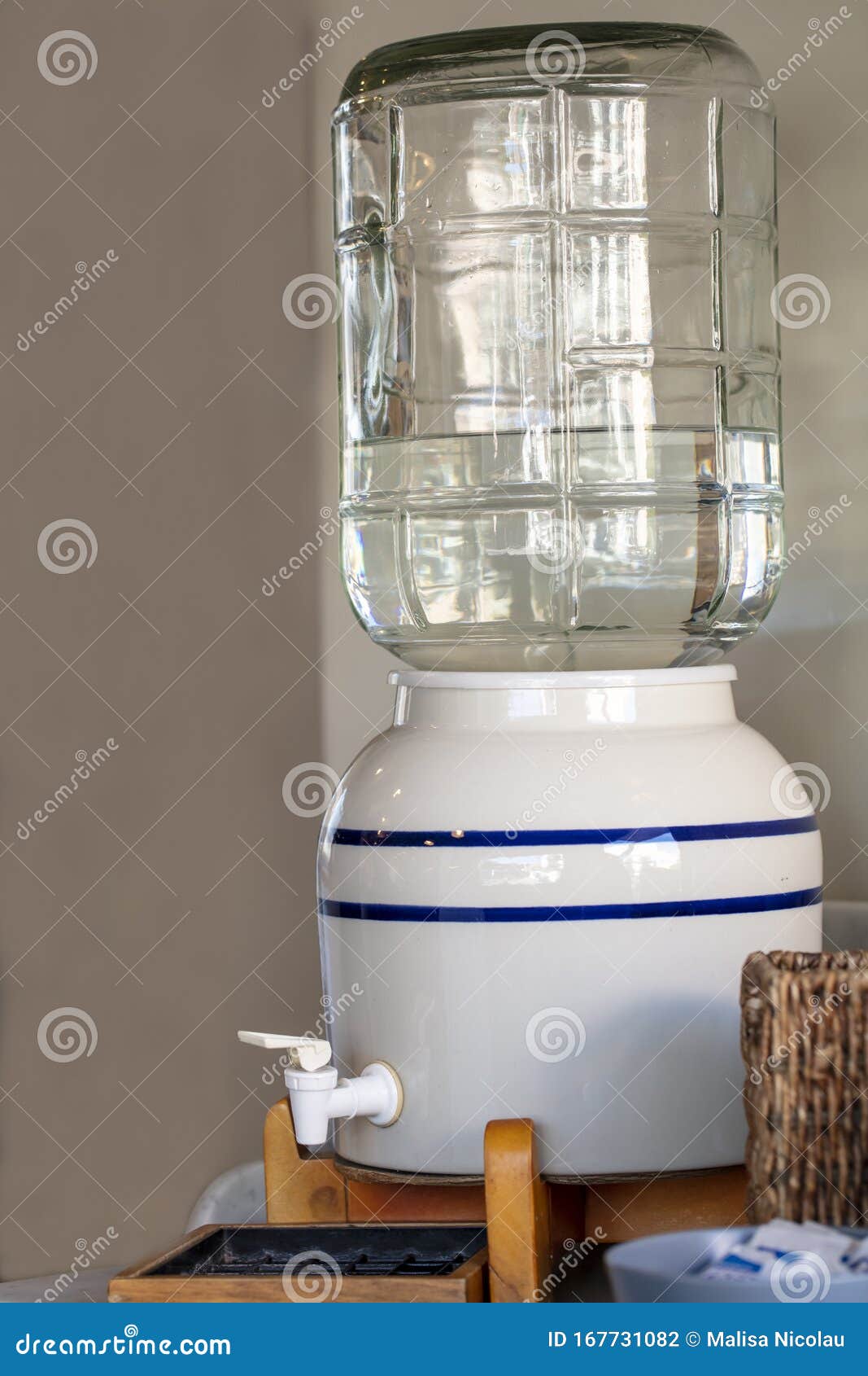 Ceramic Bottled Water Container Sitting on a Table Stock Photo - Image ...