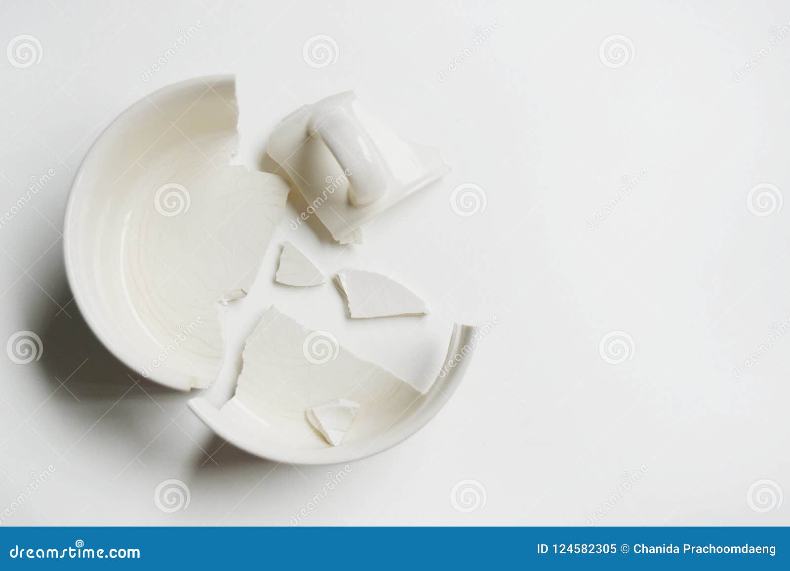 Ceramic Bowl Broken Pieces on White Background.Empty with Copy Space ...