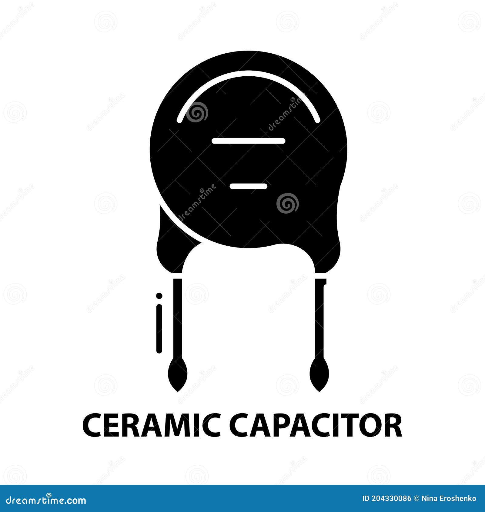 Ceramic Capacitor Icon, Black Vector Sign with Editable Strokes ...