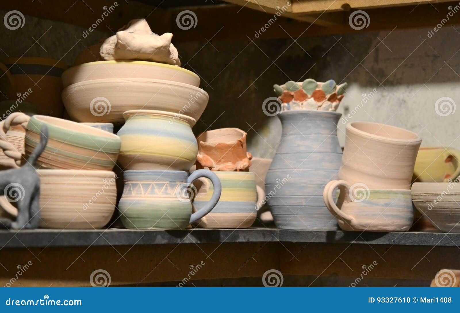 Ceramic Clay Products Stand on the Shelf Stock Photo - Image of ...