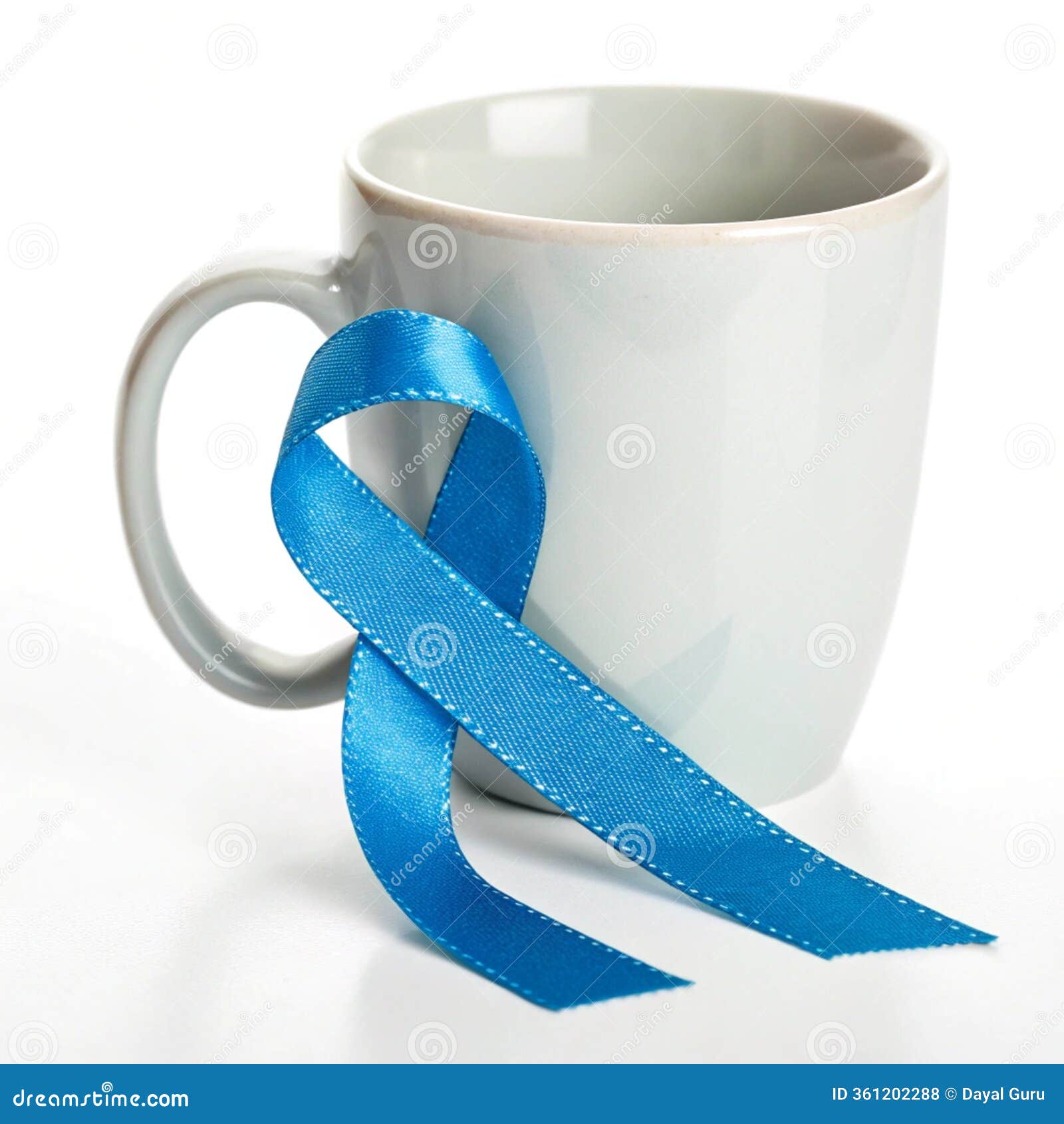Ceramic Coffee Mug with Blue Ribbon Isolated on Transparent Background ...