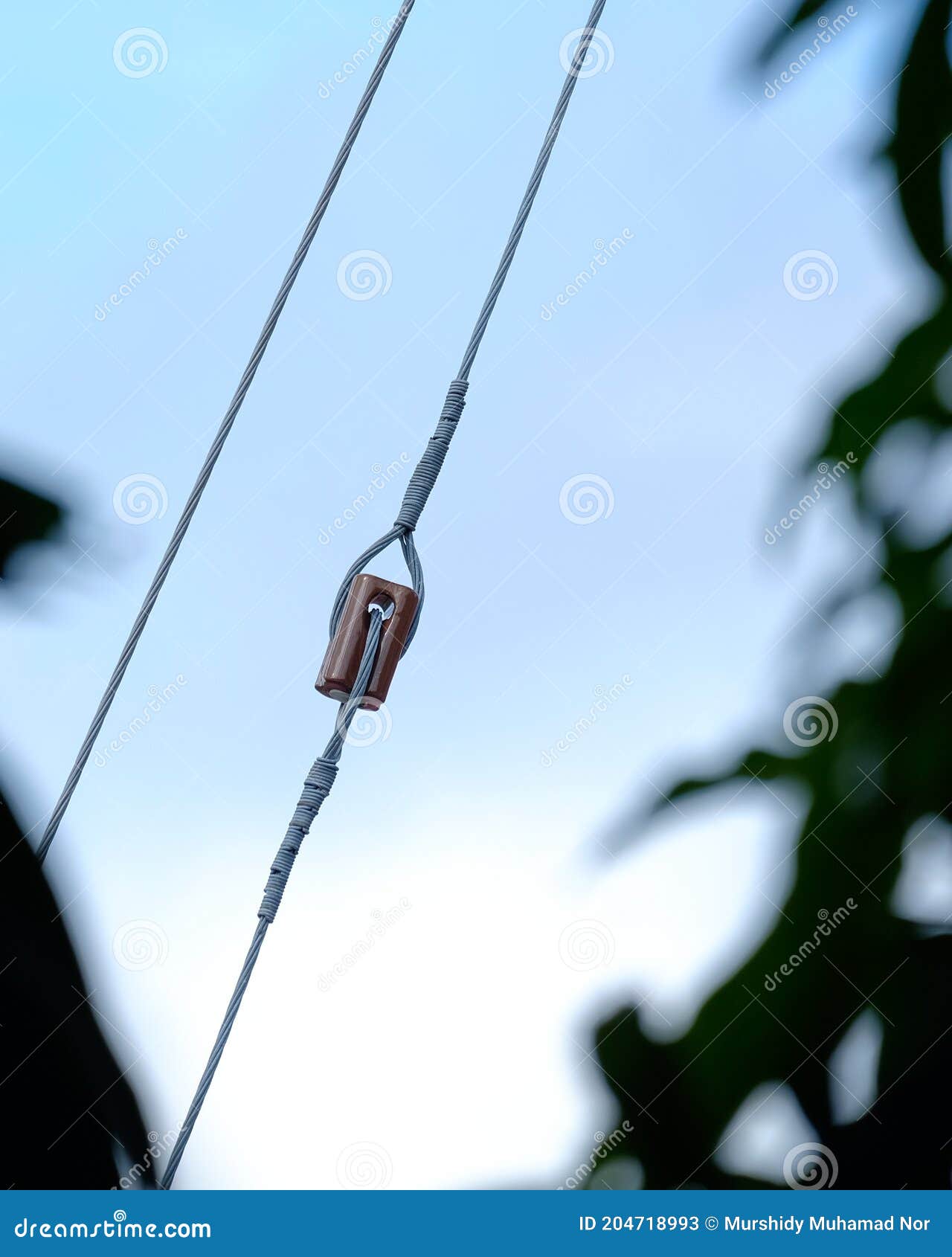 A Ceramic Connector in between Cables for Electrical Pole Stock Image ...