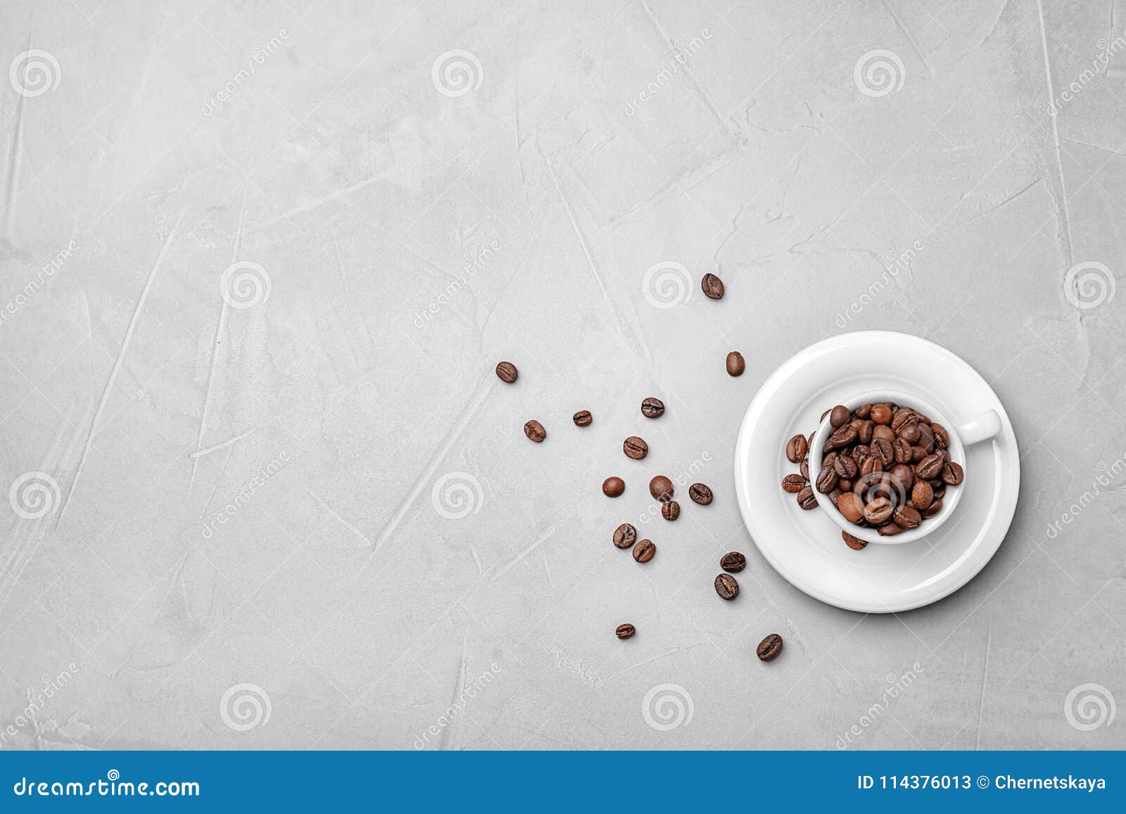 Ceramic Cup with Coffee Beans on Light Background Stock Image - Image ...